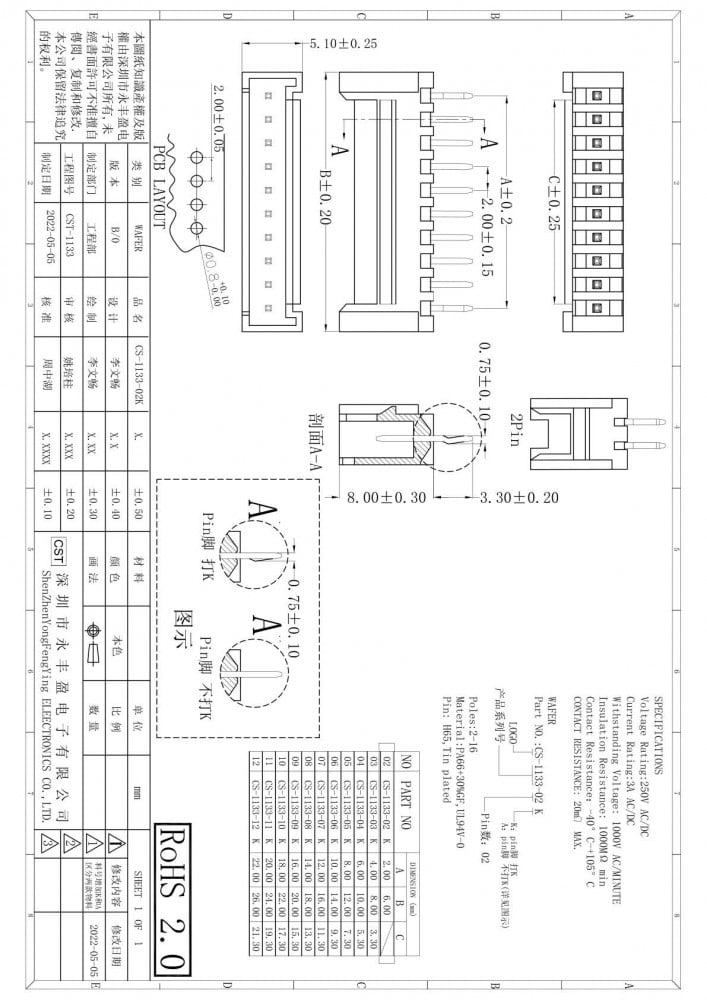 CS-1133 series technical drawing preview