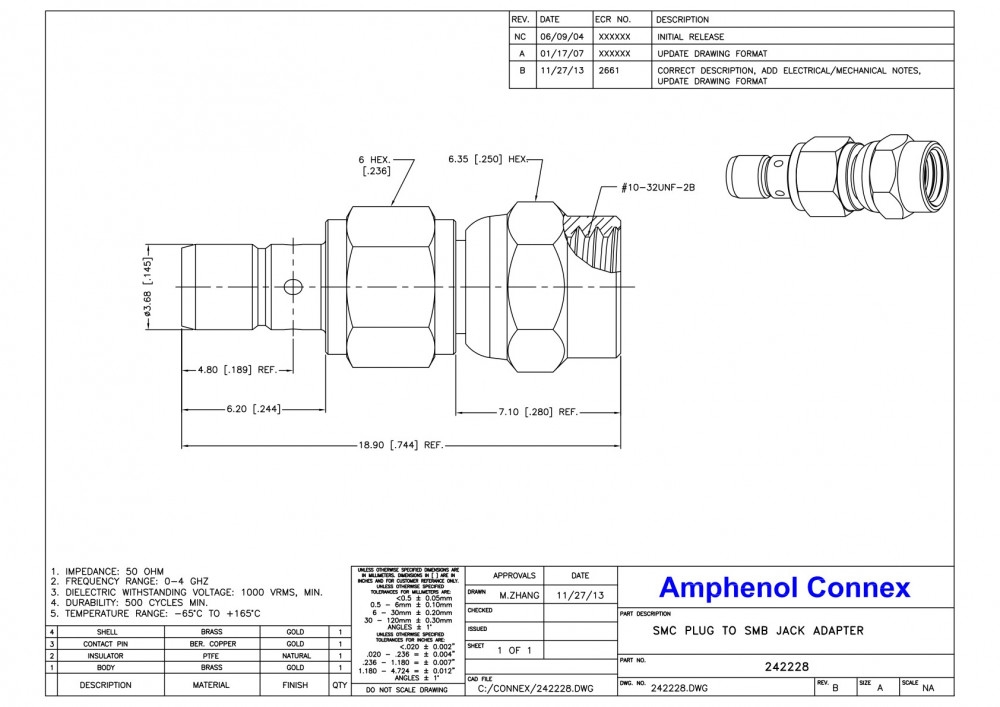Amphenol 242228 technical drawing