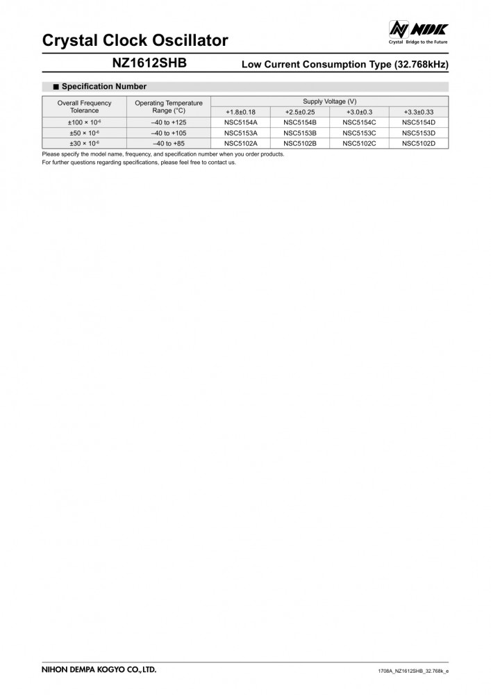 NDK NSC5153A-32.768K technical document page 2