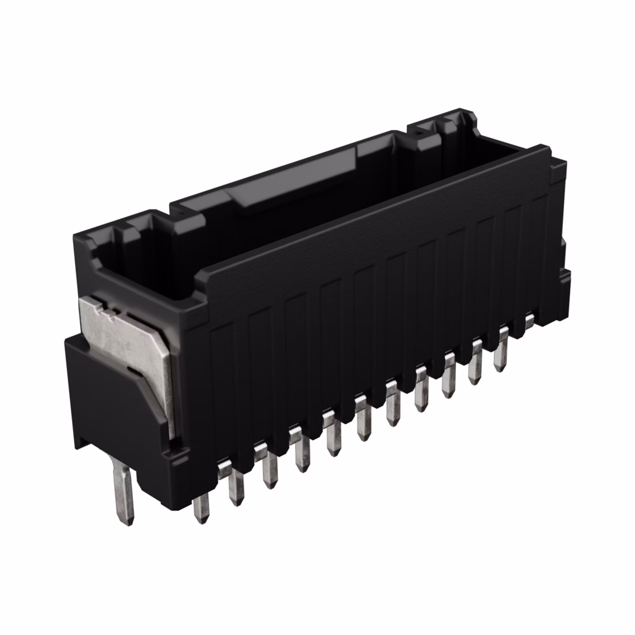 Micro-One Wire-to-Board Header, Vertical, 2.00mm Pitch, Single Row, Glow-Wire Capable, Through Hole, 4 Circuits, Tin-Bismuth Plating, Black, with Potting Capability