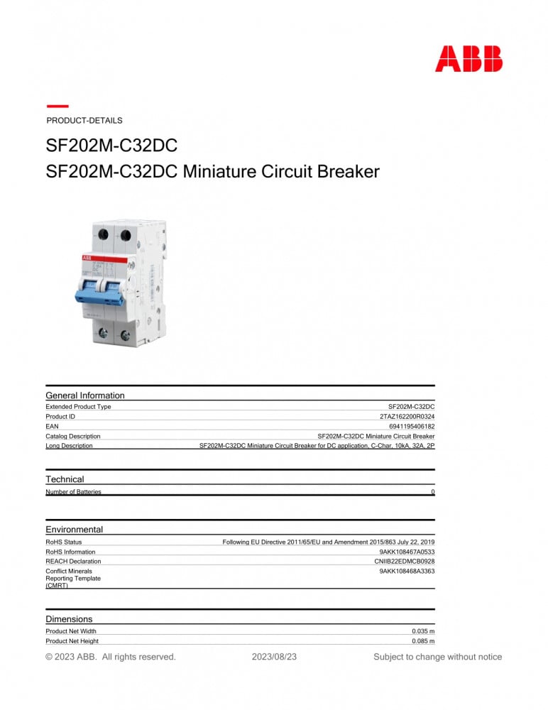 SF202M-C32DC technical document page 1