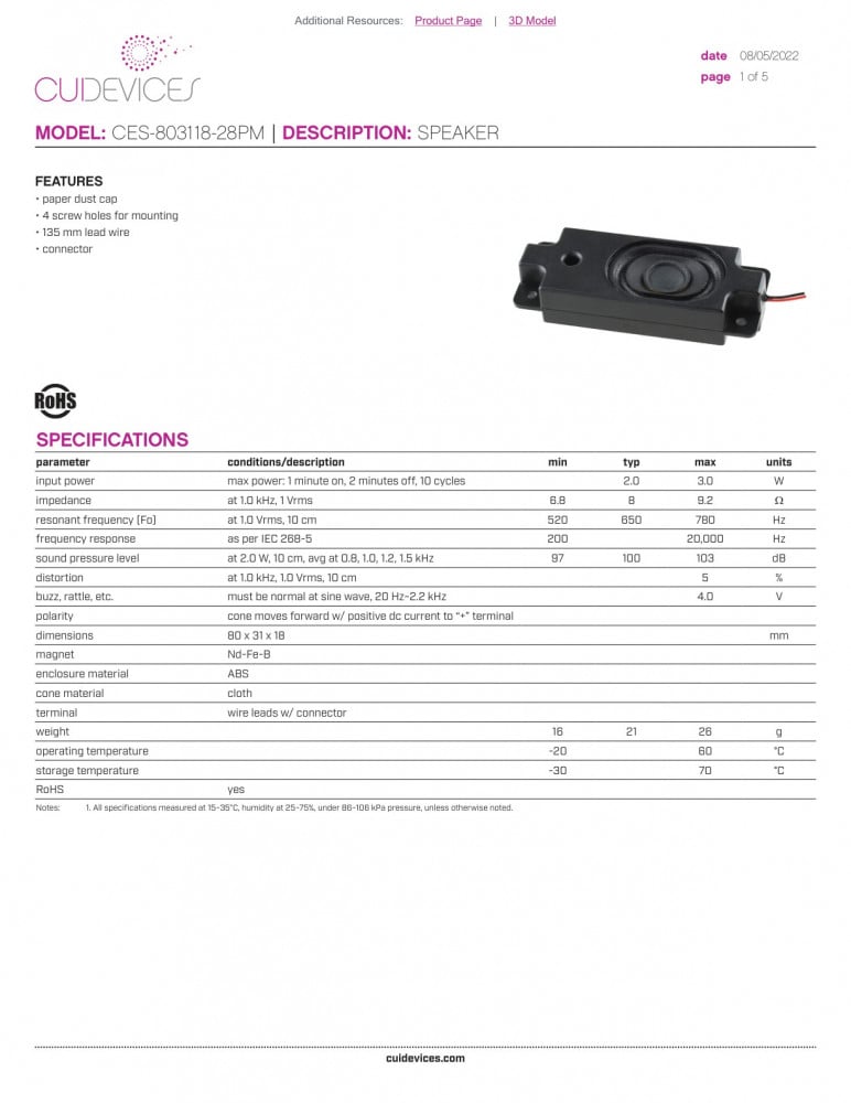 CES-803118-28PM product document page 1