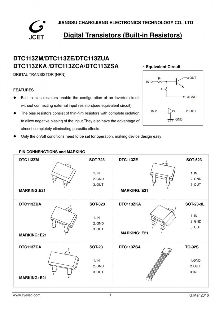 DTC113ZM datasheet page 1