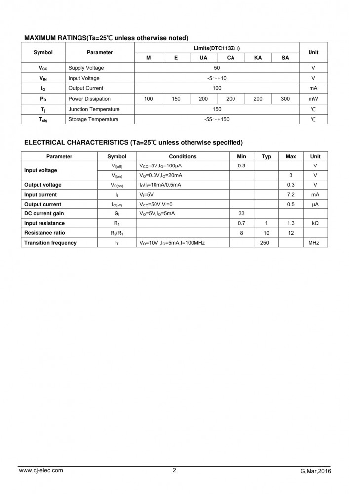 DTC113ZM datasheet page 2