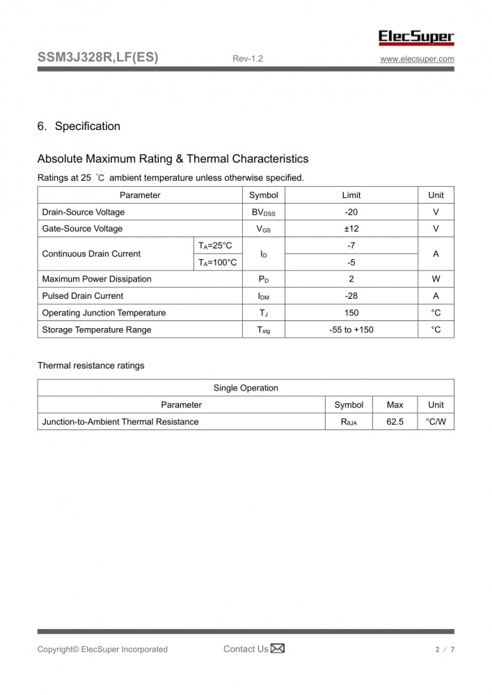 SSM3J328R,LF(ES) datasheet page 2