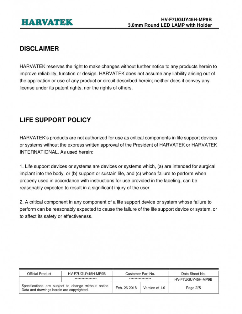 HV-F7UGUY45H-MP9B datasheet page 2