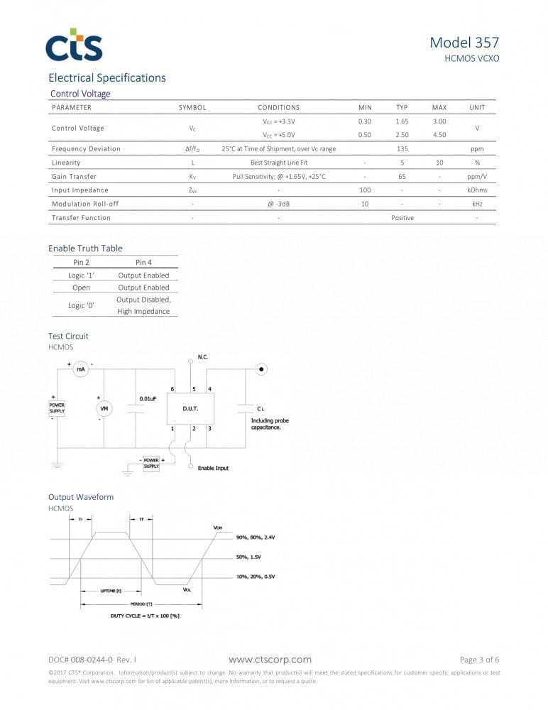 CTS Model 357 datasheet page 3