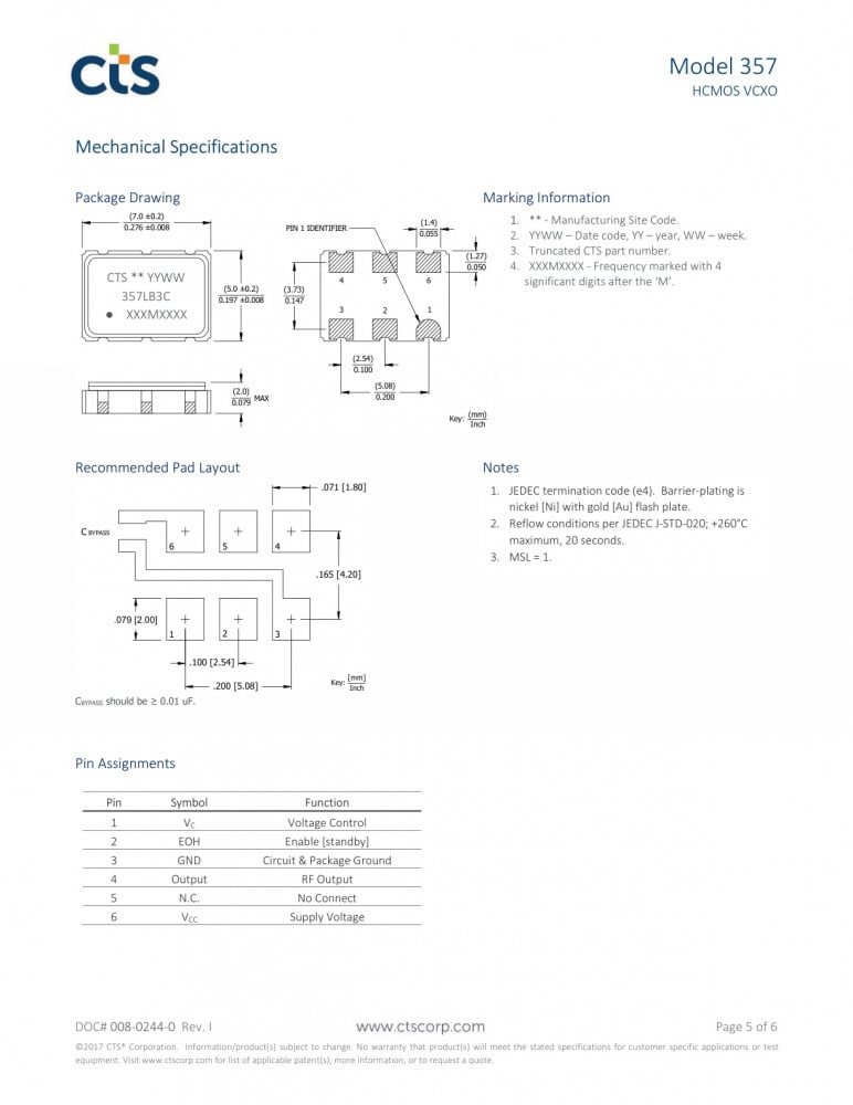 CTS Model 357 datasheet page 5