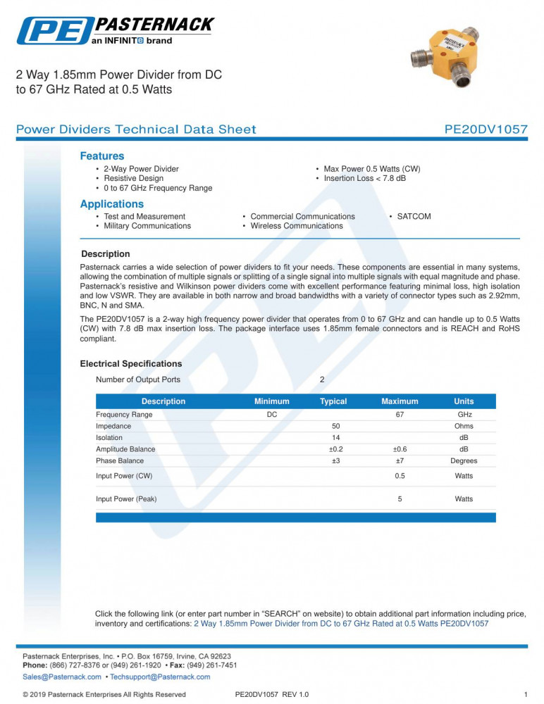 PE20DV1057 technical datasheet page 1