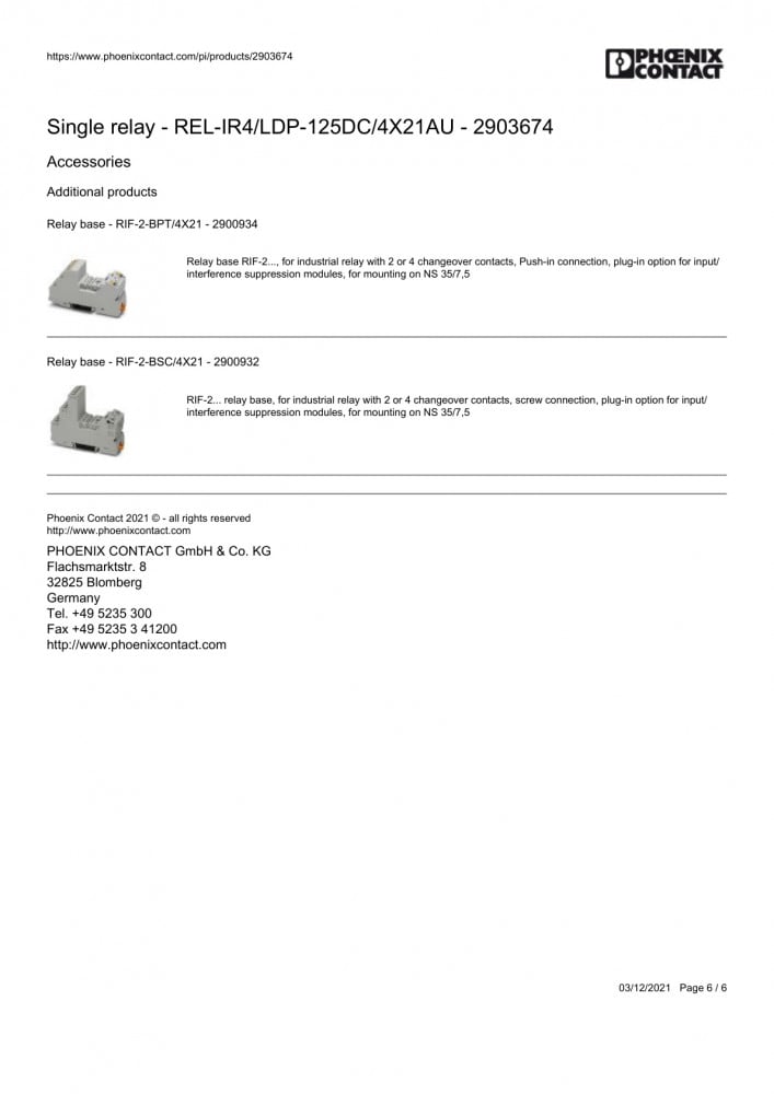 Phoenix Contact 2903674 technical document page 6