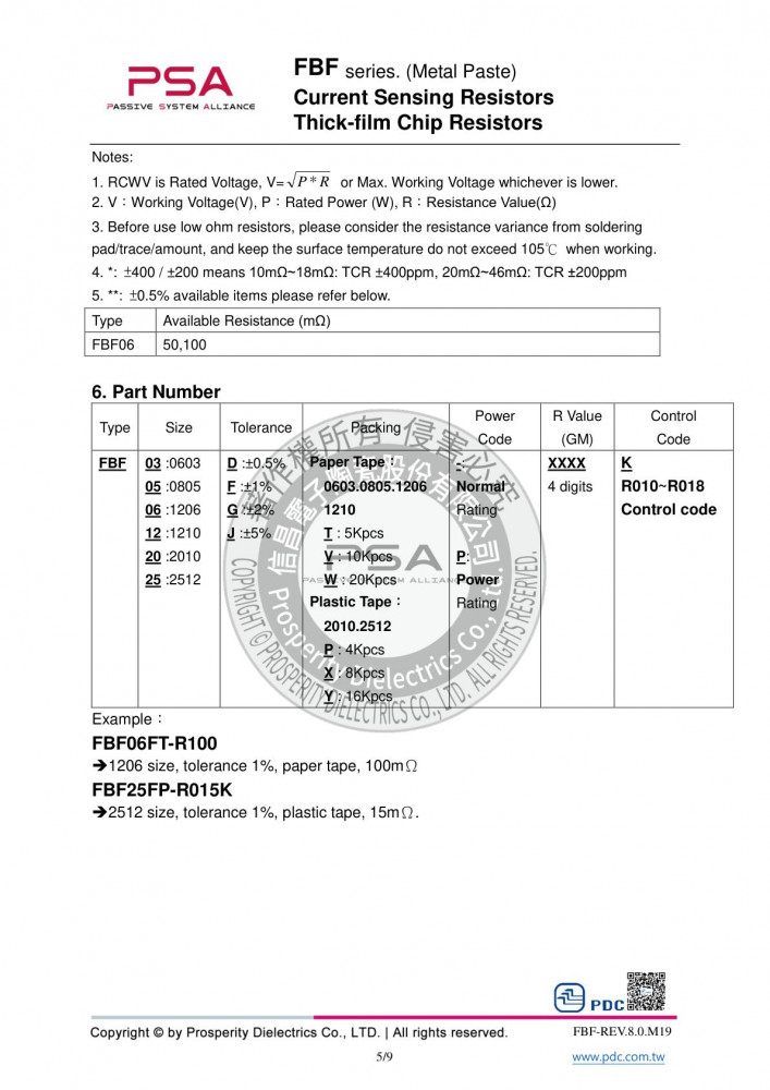 PSA FBF25FPPR240 datasheet page 6