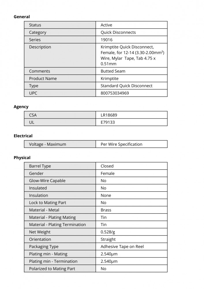 MOLEX 190160084 technical document preview, page 2