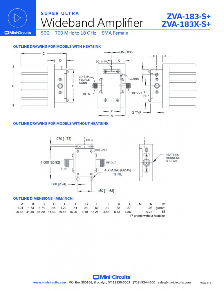 ZVA-183X-S+ datasheet page 2