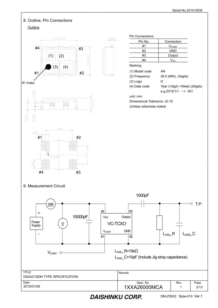 KDS 1XXA26000MCA specification page 3