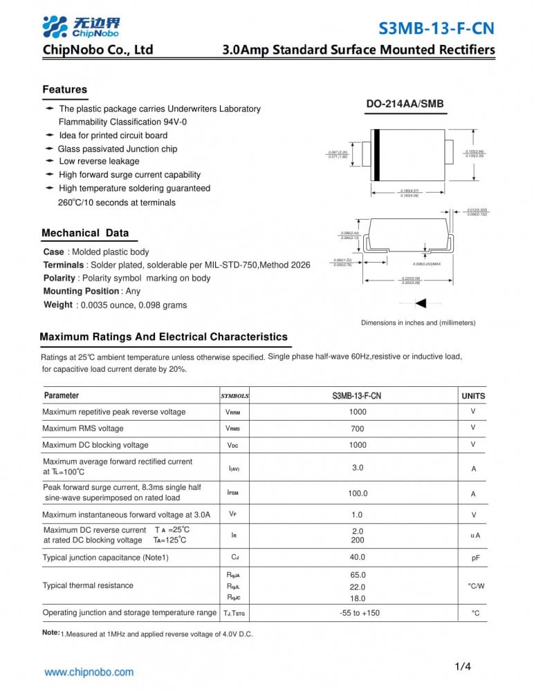 S3MB-13-F-CN datasheet page 1