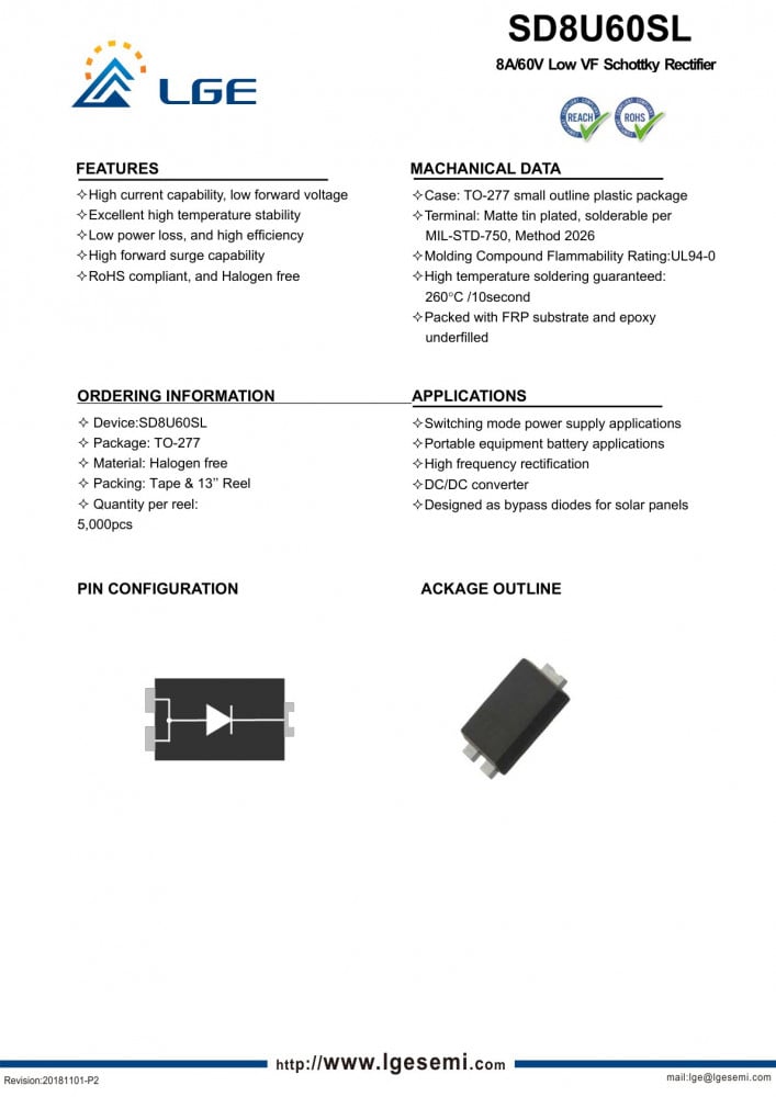 LGE SD8U60SL datasheet page 1