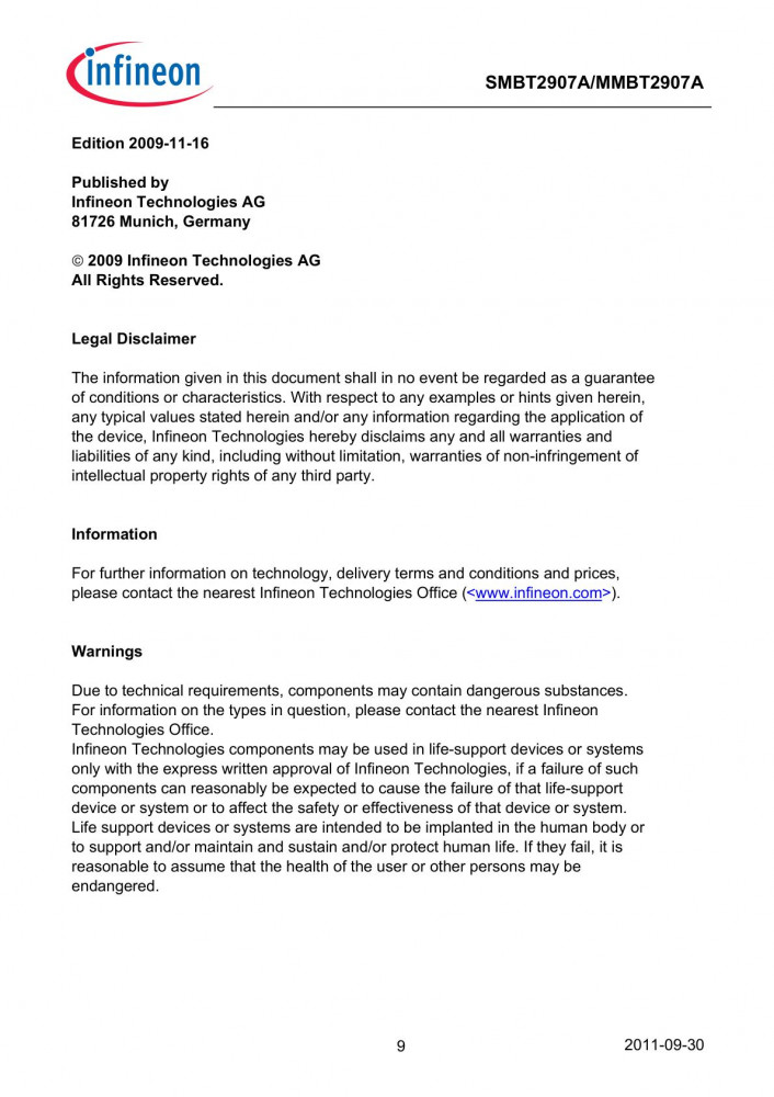 Infineon MMBT2907A datasheet page 9