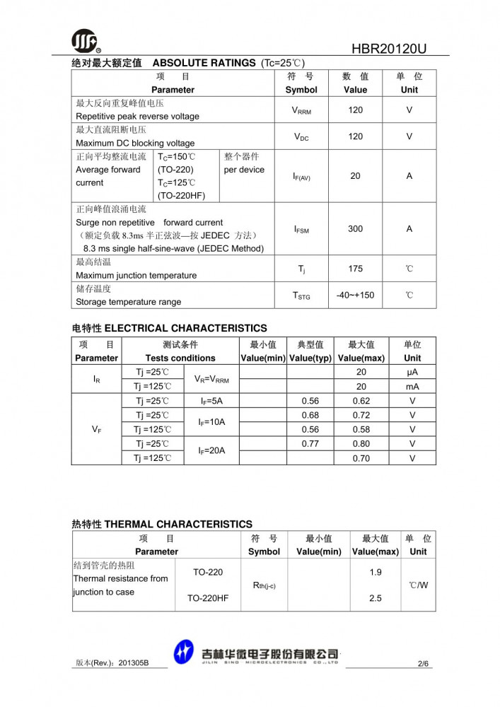 HBR20120U datasheet page 2