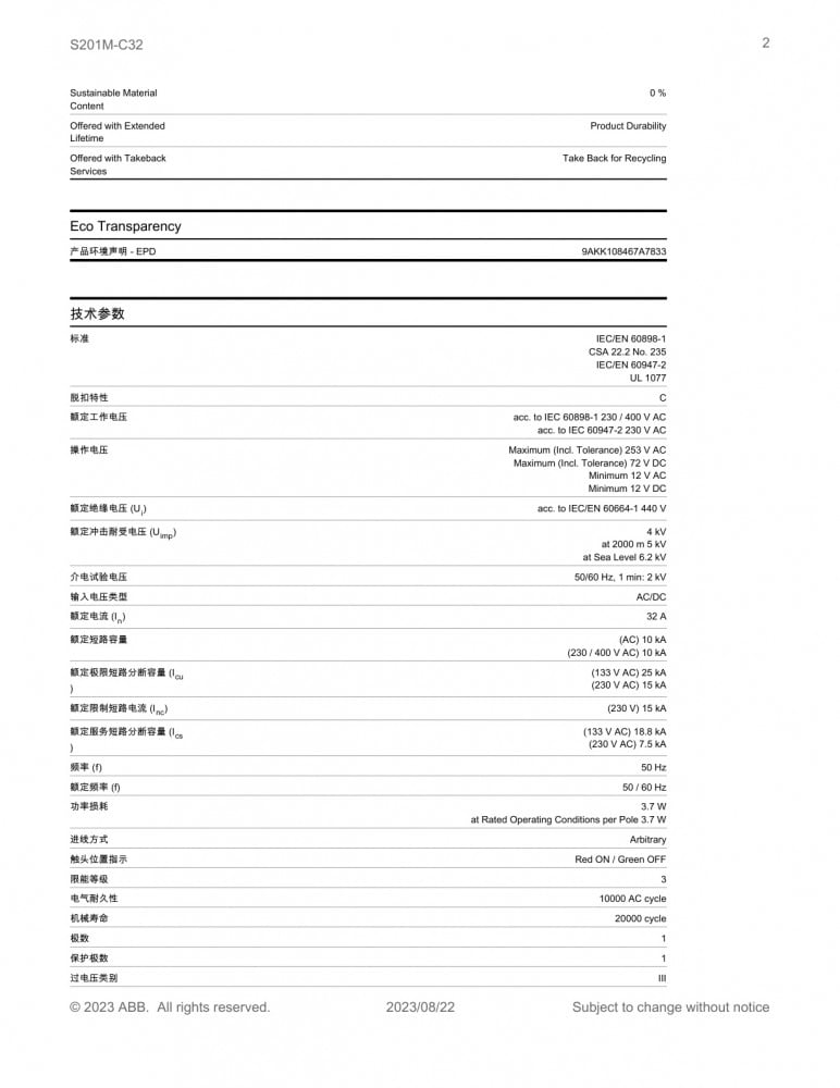S201M-C32 technical document page 2