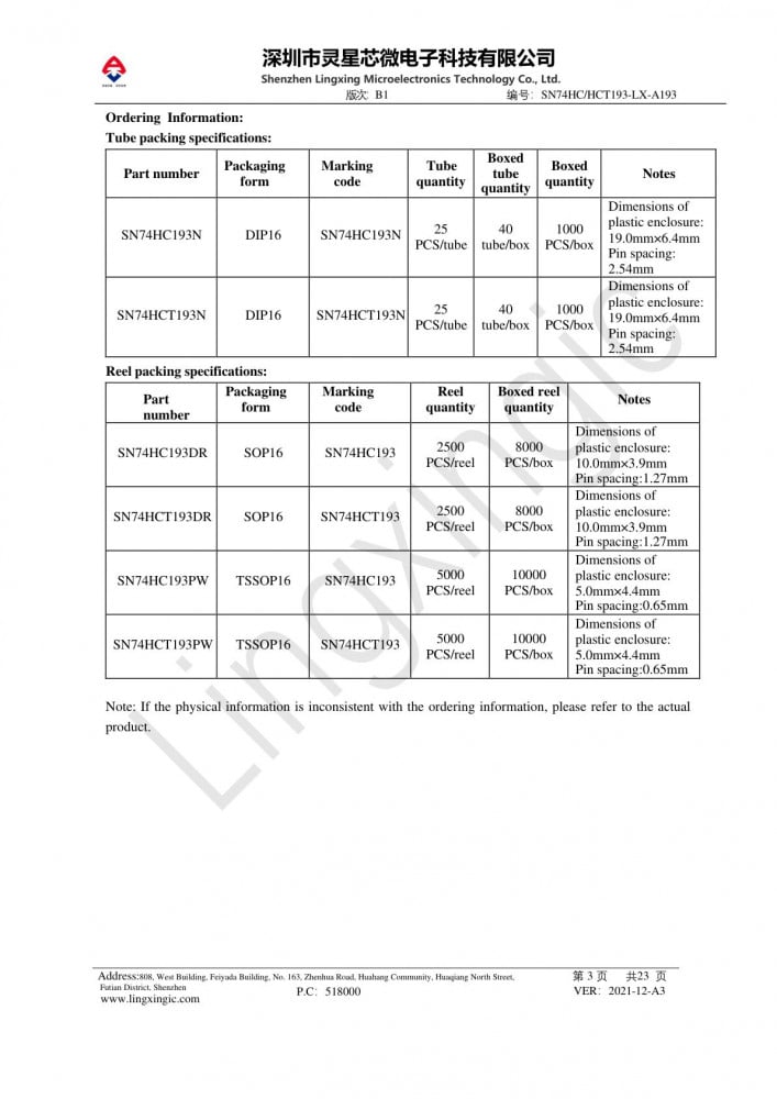 SN74HC193 datasheet page 3