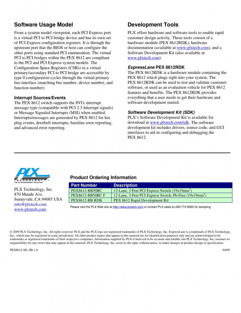 PEX 8612 technical document page 4