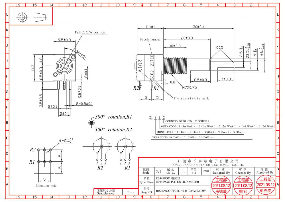 CTR potentiometer specification page 3