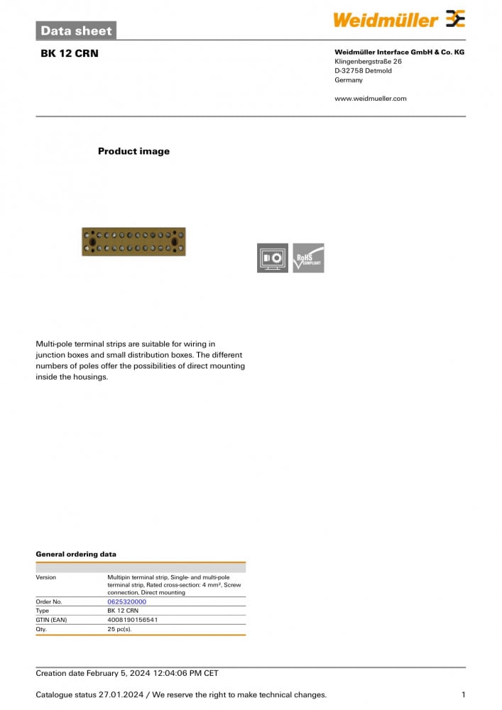 0625320000 technical document page 1