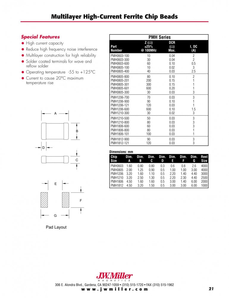 BOURNS PMH Series technical document page