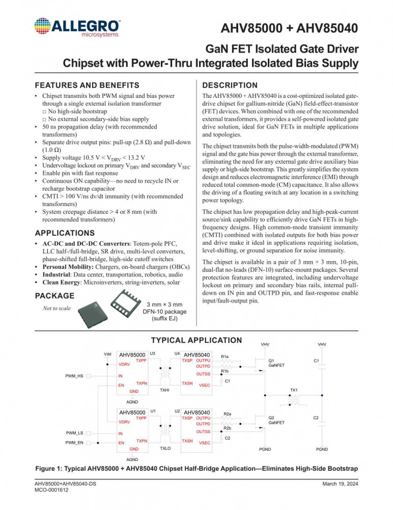 AHV85000GEJTD datasheet page 1