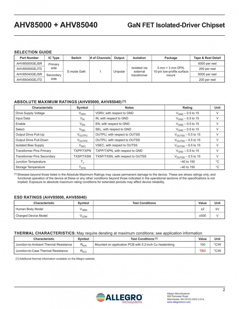 AHV85000GEJTD datasheet page 2