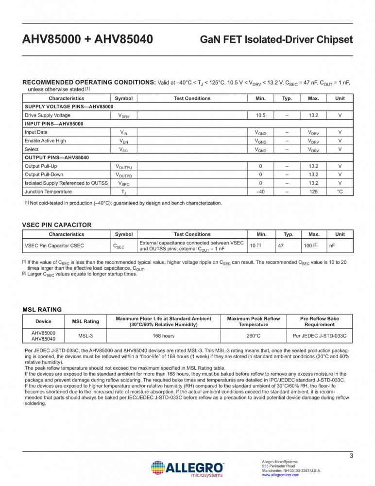 AHV85000GEJTD datasheet page 3
