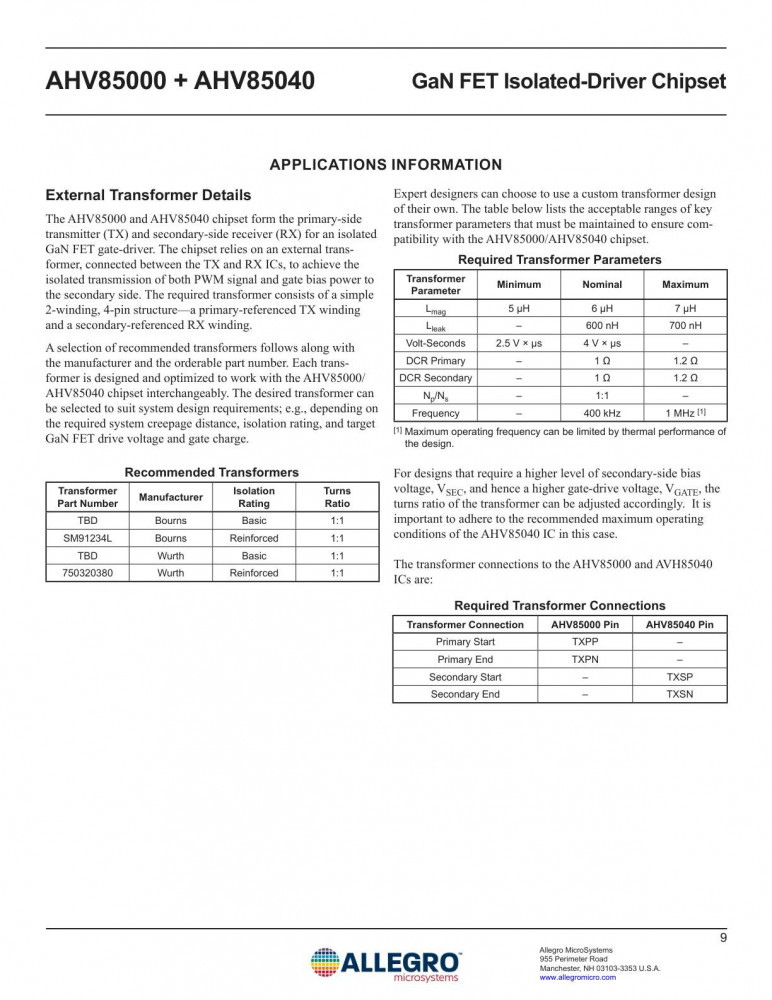 AHV85000GEJTD datasheet page 9