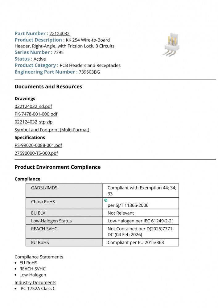MOLEX 22124032 technical document image 1