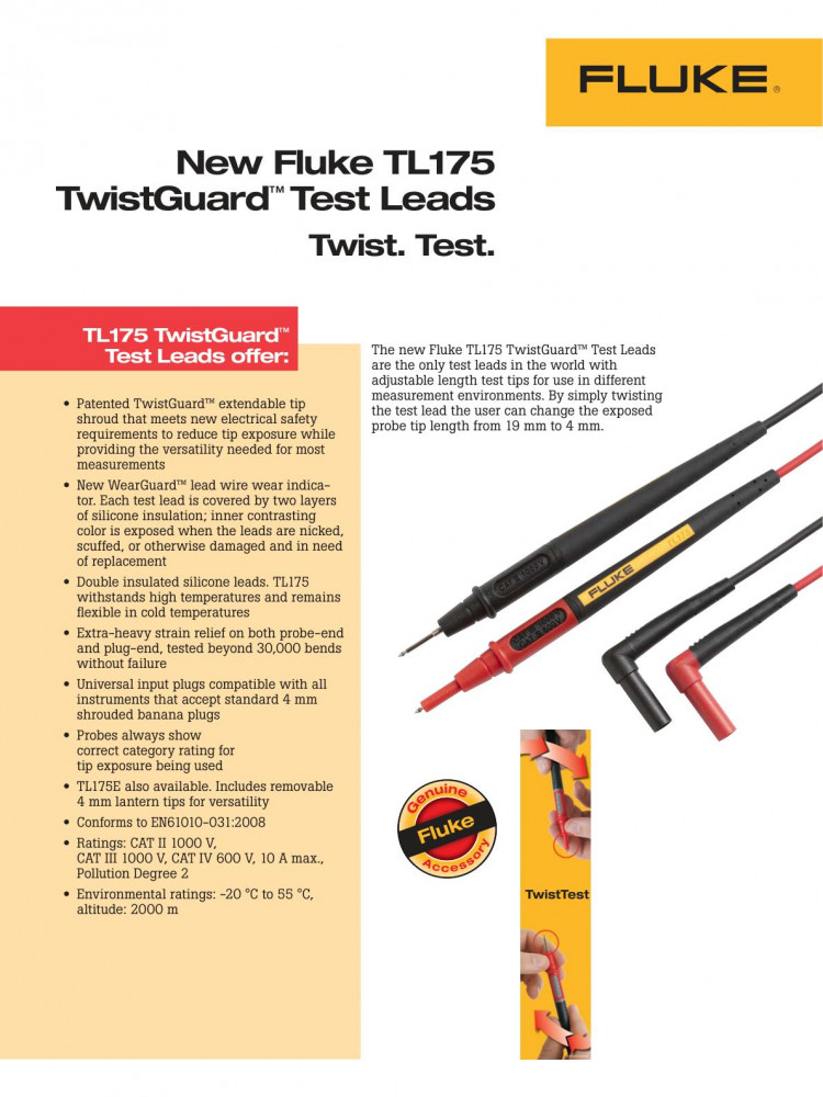 FLUKE TL175E technical document page 1