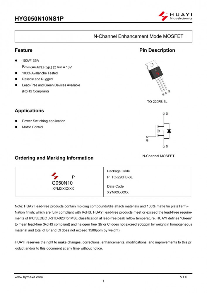 HYG050N10NS1P datasheet page 1