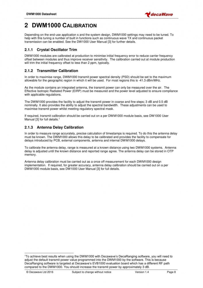 DWM1000 technical document page 8
