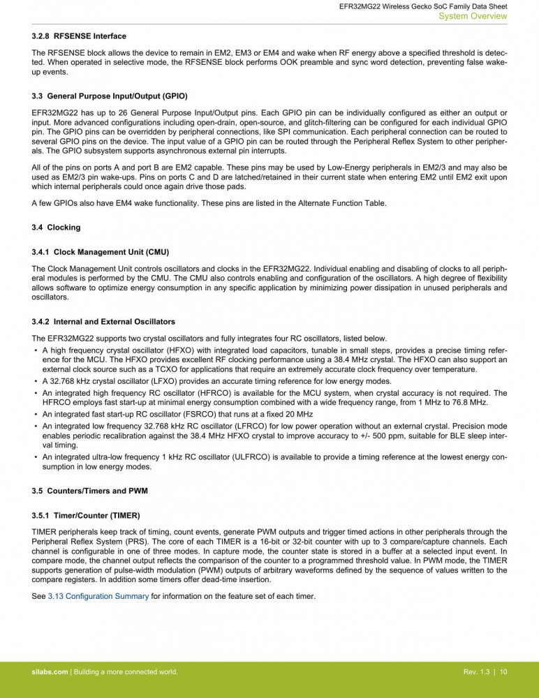 EFR32MG22 datasheet preview, page 10