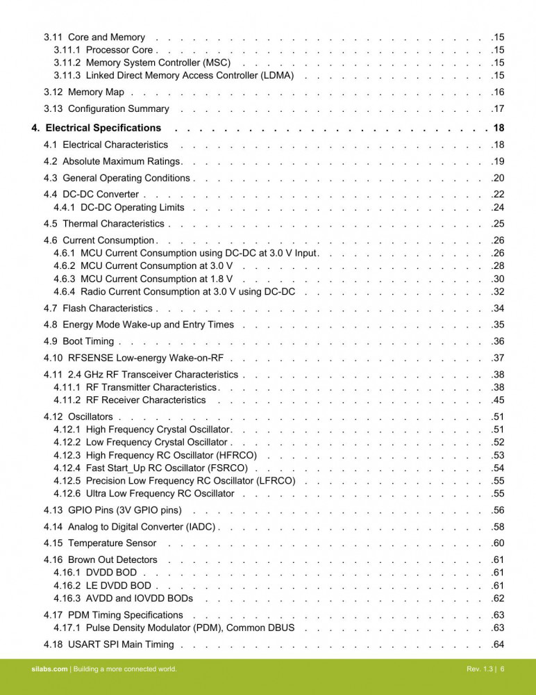 EFR32MG22 datasheet preview, page 6