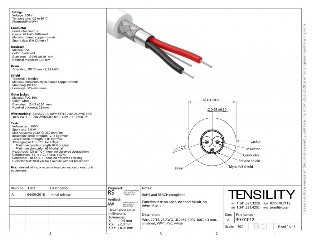 Tensility 30-01012 product drawing