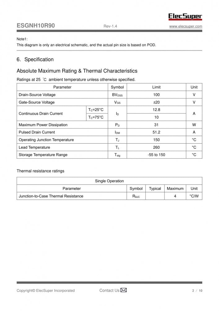 ESGNH10R90 datasheet page 2