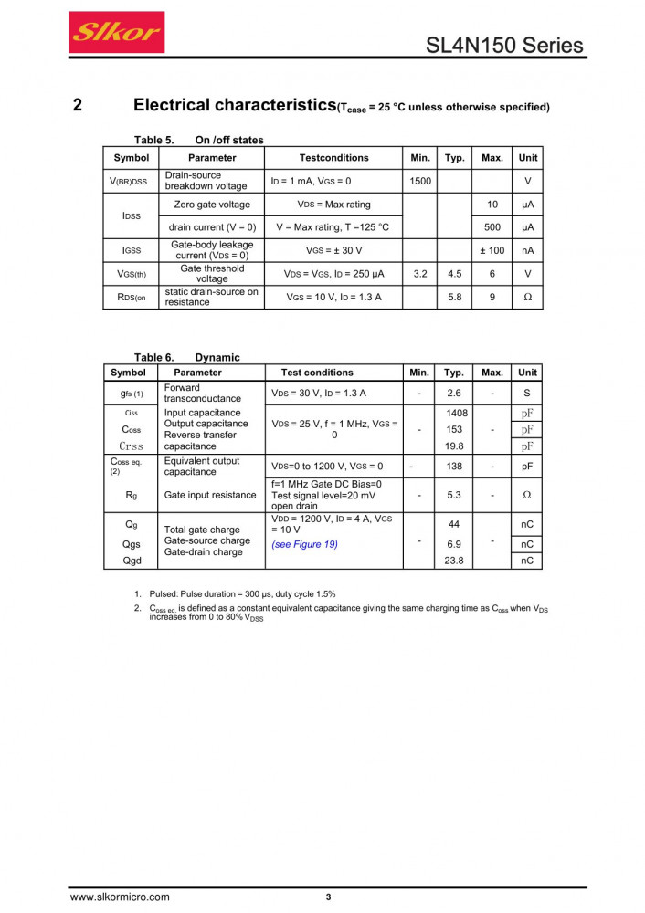 SL4N150P datasheet page 3
