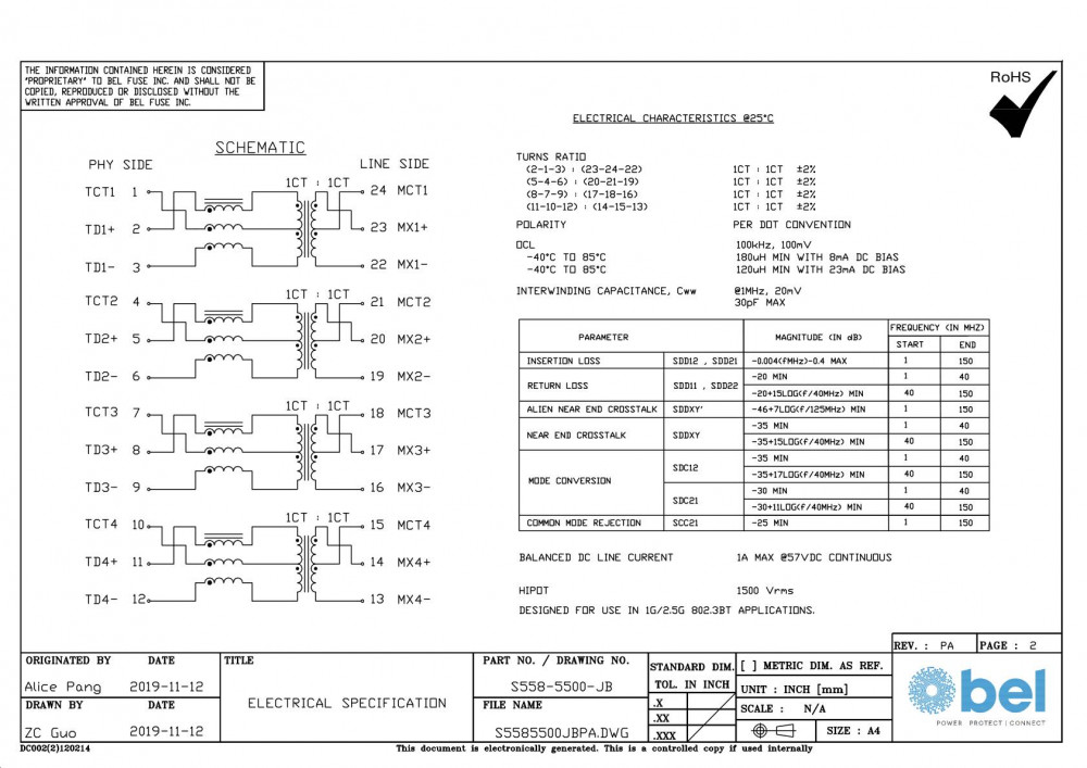 S558-5500-JB electrical specification drawing