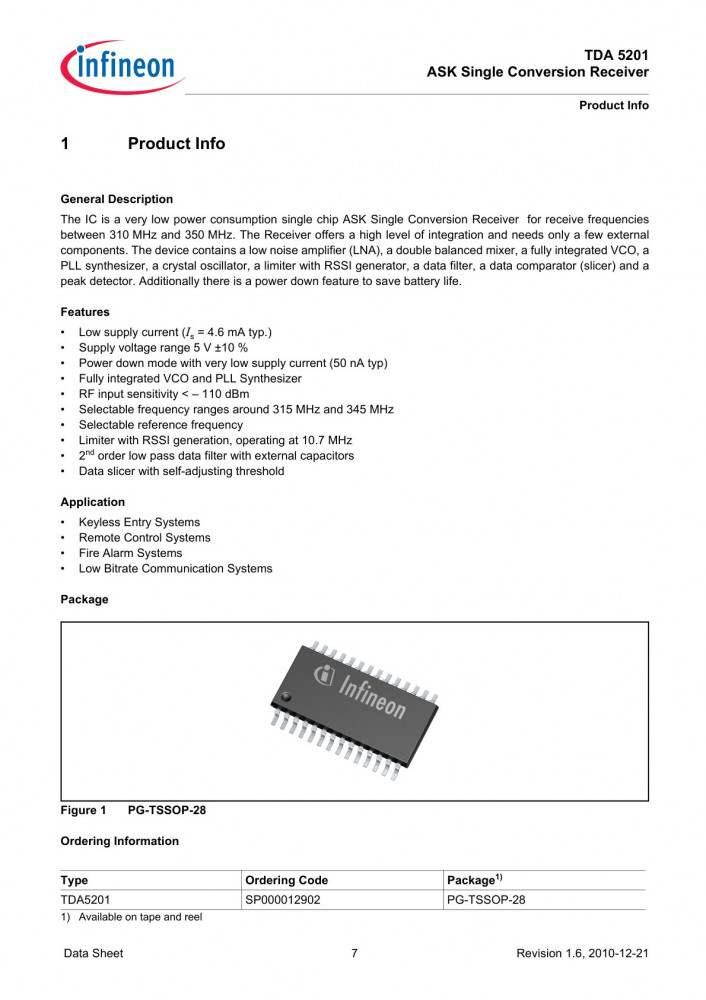 TDA5201 datasheet page 7