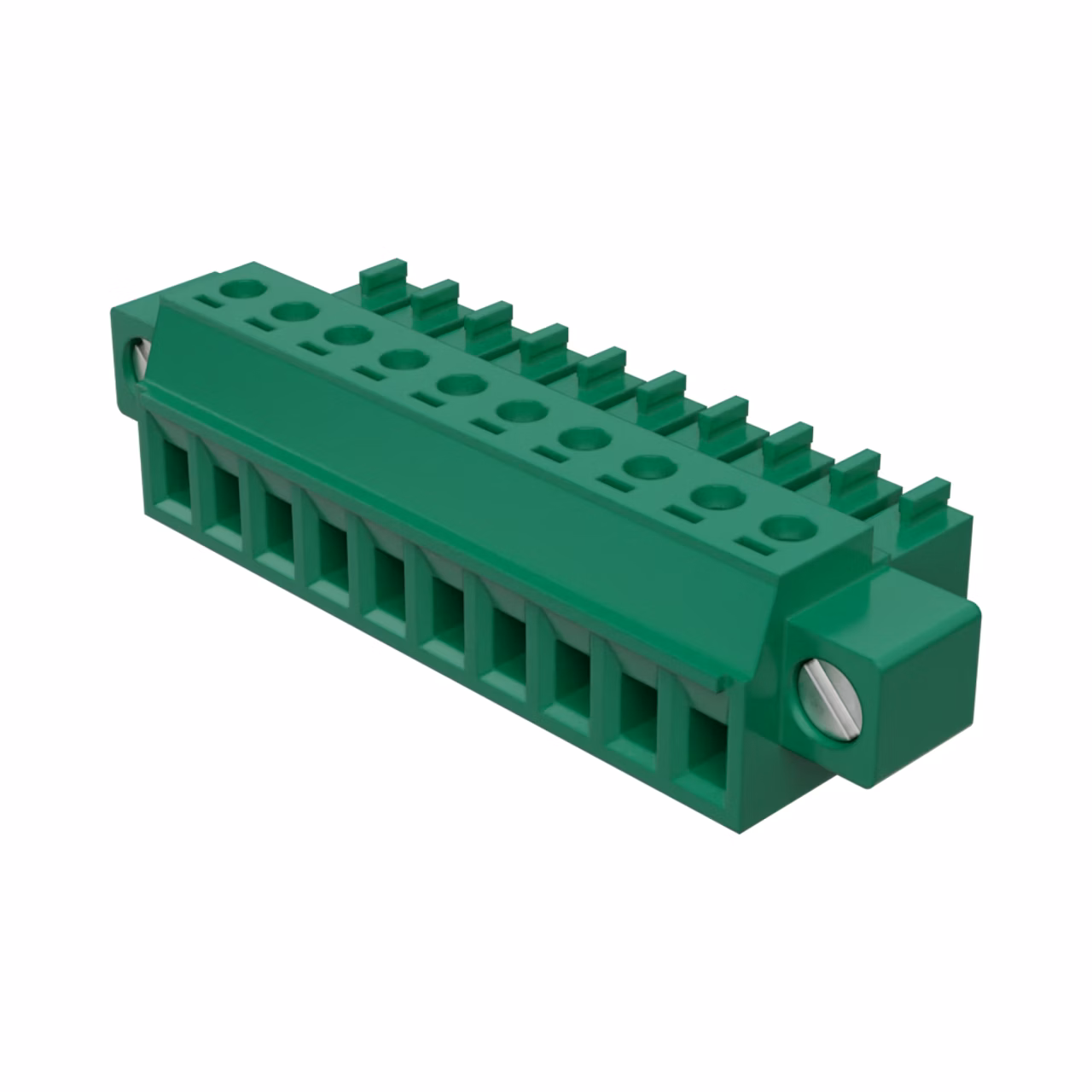 3.81mm Pitch Eurostyle Horizontal Plug, with Retention Screws, Green Housing, 10 Circuits for sale