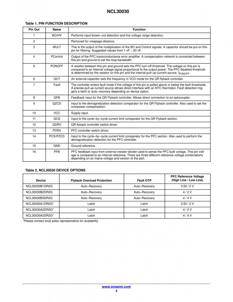 NCL30030 datasheet page 4