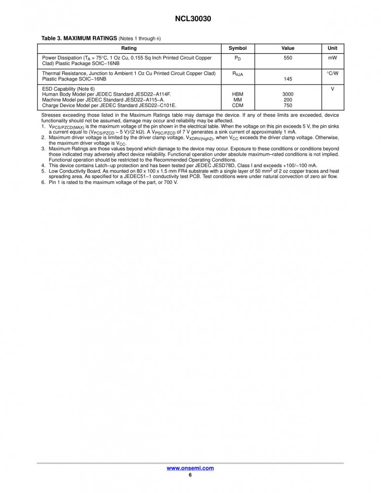 NCL30030 datasheet page 6
