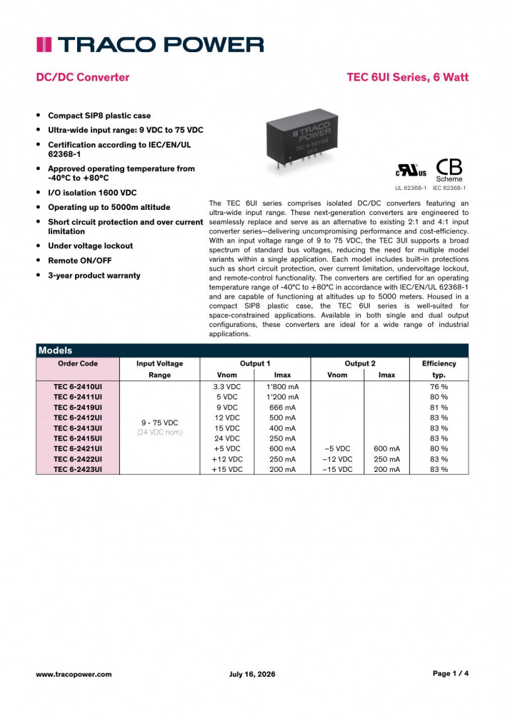 TEC 6UI technical document page 1