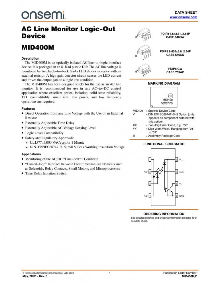 MID400M datasheet page 1