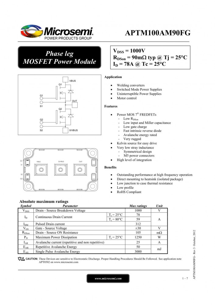 APTM100AM90FG datasheet page 1