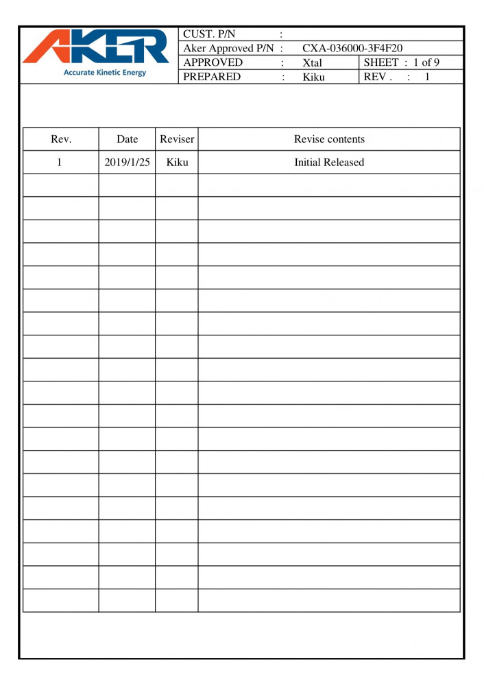 AKER electrical specification page